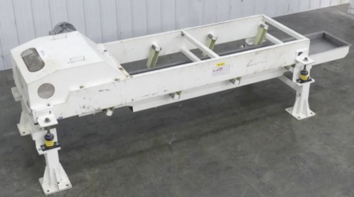 18" wide x 11' long, Deamco vibratory feeder, 4" deep, fiberglass ...