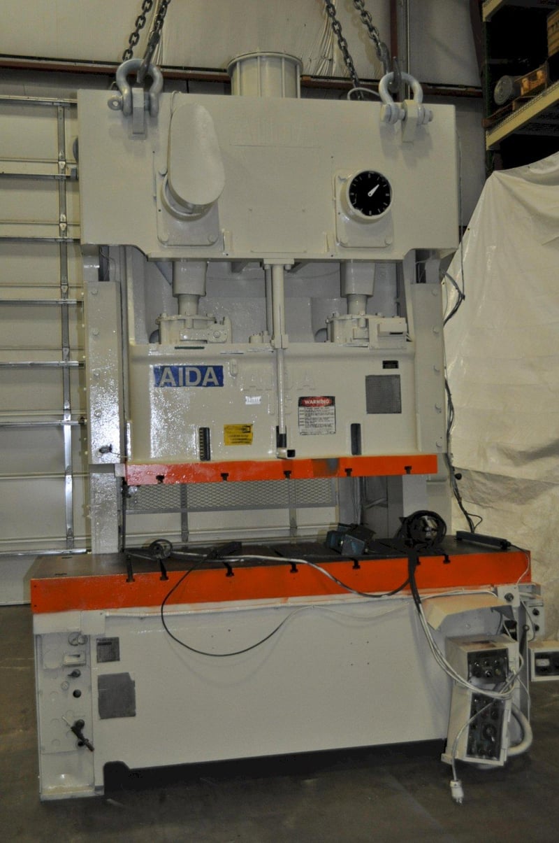 176 Ton, Aida #C2-16(1), double crank gap frame press, 5.1" stroke, 12. ...