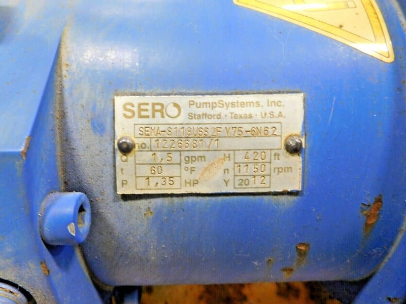 1 GPM @ 420' HD, Sero #SEMA-S118USS-2FV75-6N62, multi-stage channel ...