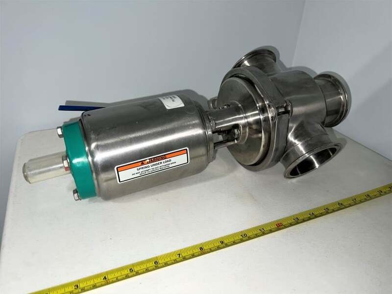 3" Tri-Clover #761TR-30M-20S-U-316L, Sanitary 3 way Air Actuated valve ...