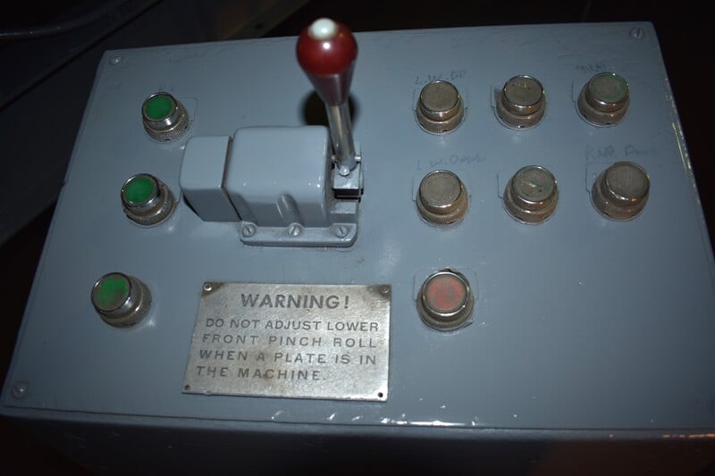 12' x 19/32" Bertsch #11, initial type plate bending roll, 15" dia top ...