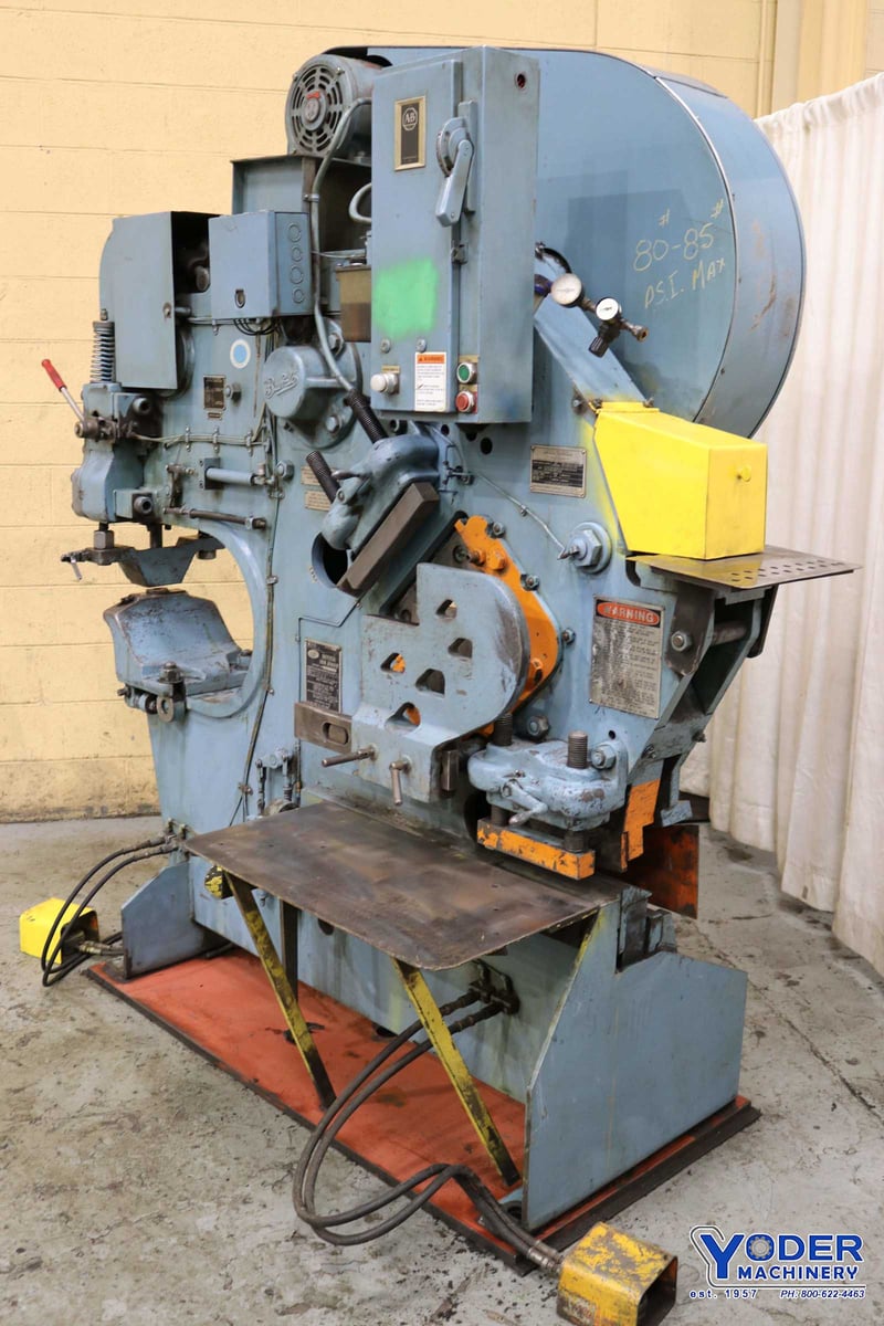 5" x 5" x 1/2" Buffalo #1-1/2C, ironworker, 65 ton, 22-1/2" throat, 3 ...