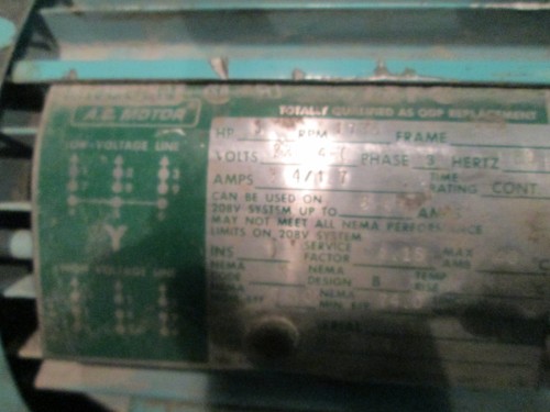 .5 HP @ 1380 RPM, SEW Eurodrive type DFT71DTBMG05HR, Right Angle, AC ...