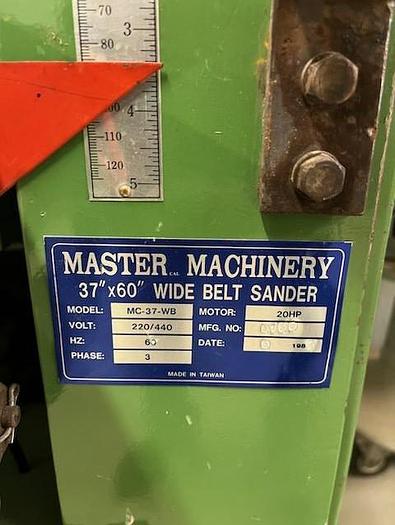 37" x 60" Master Machinery #MC-37-WB, belt sander, 20 HP, 220/440 V., 3 ...