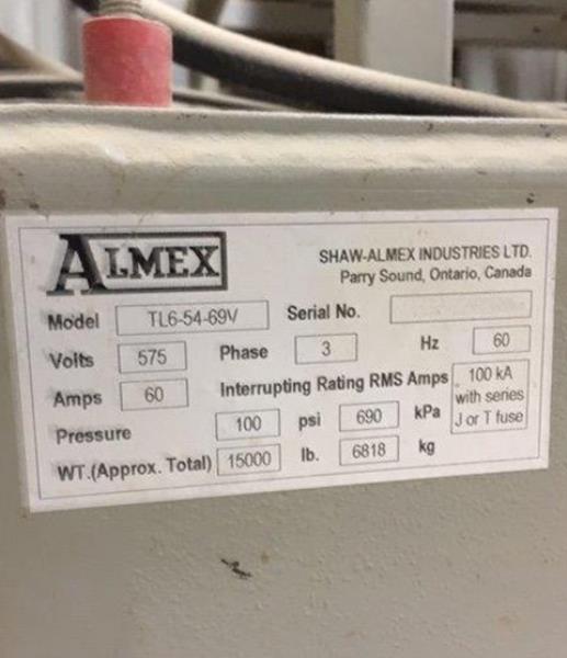 Shaw-Almex #TL6-54-69, ThermoLaminating Veneer Press, 54" x 69" top ...
