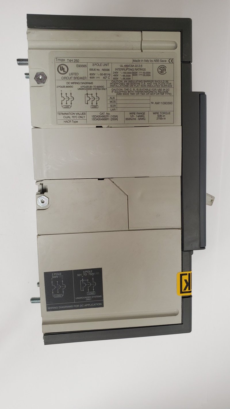250 Amps, ABB molded case circuit breaker for Sale | Surplus Record