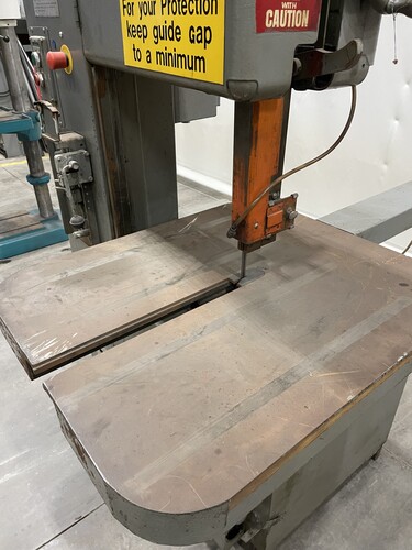 18" x 12" Grob #4V-18, vertical band saw, 28" x 24" x 2-1/2" table ...