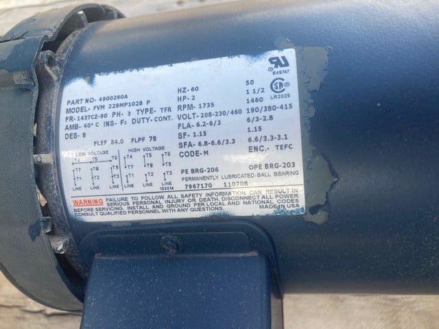 600 HP 1790 RPM Marathon, Frame 6805TZ, DPBV, VFD, F2, 600 VAC, surplus ...