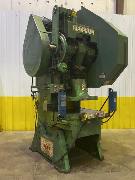 100 Ton, Federal #100-28-36, OBI stamping press, 2.5" stroke, 16.5 ...