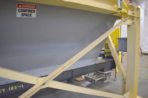 Bulk metering feeder surge bin hopper, with weigh chueck, scale & load ...