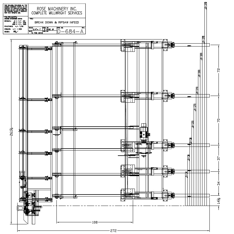 Rose Machinery #BDH/LC/LCFT, Auto Infeed System, 5-Arm Breakdown Hoist ...