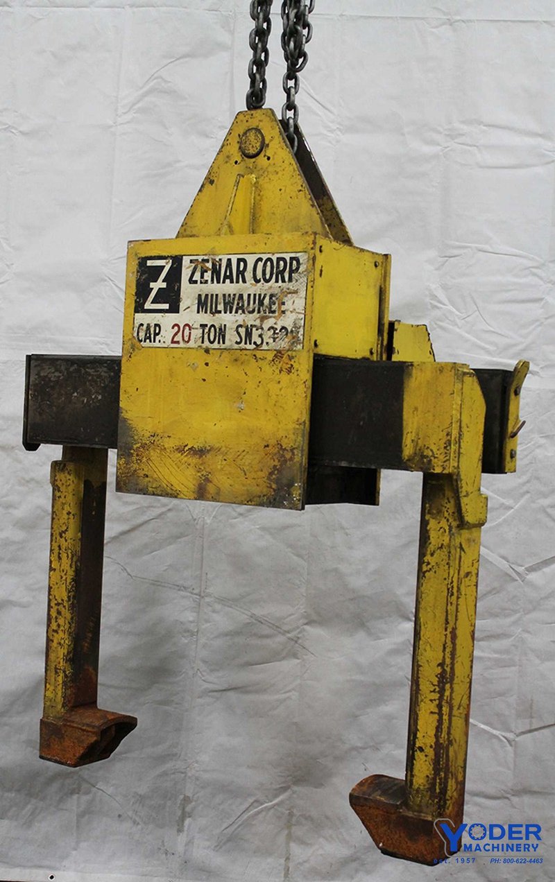 40000 lb. Zenar, 20 ton telescoping coil lifter, 20"-58" coil width, 28 ...