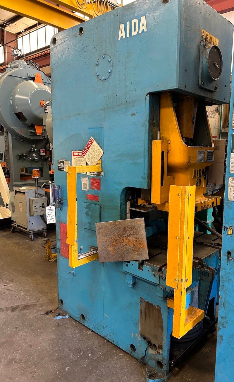 88 Ton, Aida #NC1-80(2), 6.29" stroke, 12.59" Shut Height, 3.14" adj ...