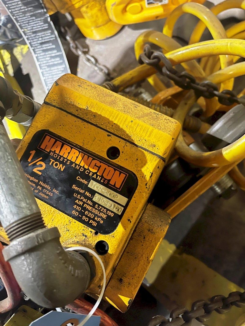 .5 Ton, Harrington #TRC500P, air hoist trolley with pendant control for ...