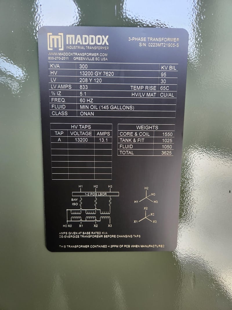 300 KVA 13200GY/7620 Primary, 208Y/120 Secondary, Padmount Transformer ...