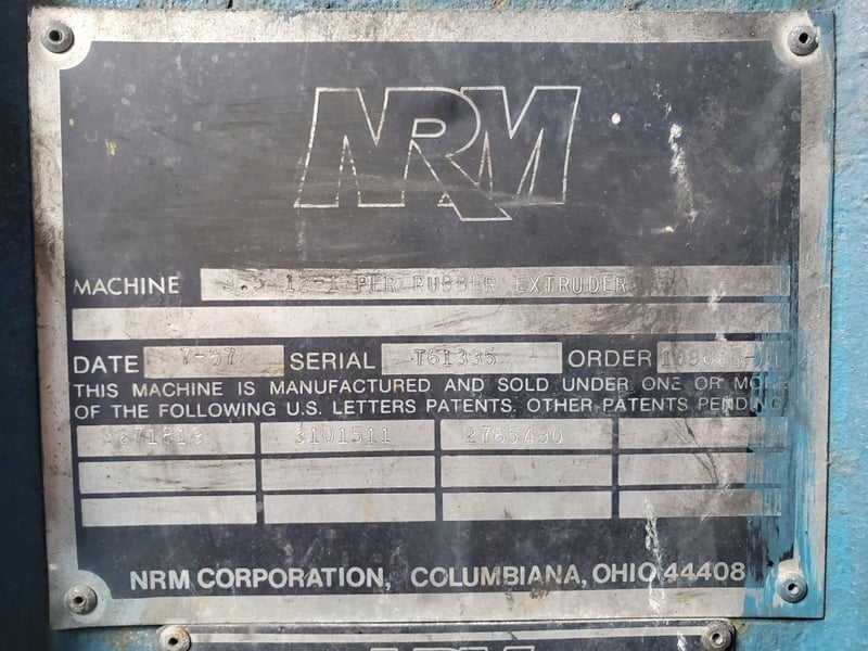 3.5" NRM, cold feed rubber extruder, 12:1 L/D, 24.9:1 gearbox ratio, 75 ...
