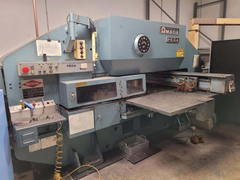 33 Ton, Amada #Pega-345, CNC turret punch, 58 station, 2 automatic ...