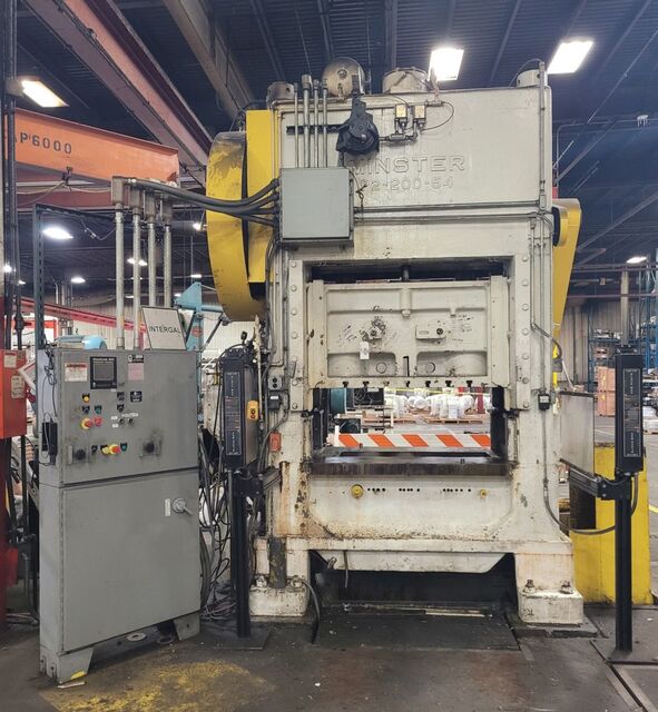 200 Ton, Minster #P2-200-54, straight side double crank, 2" stroke, 22 ...