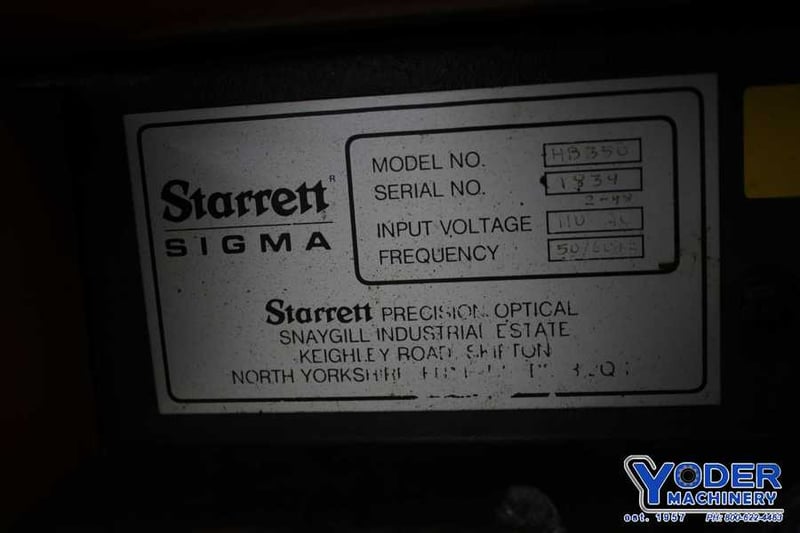 14" Starrett Sigma #HB350, comparator, 15.35" x5" table area, 10x lens ...