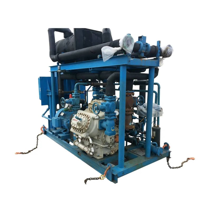 15 Ton, Mycom Nutemp, Water Cooled Indoor Chiller Skid, 75 HP ...