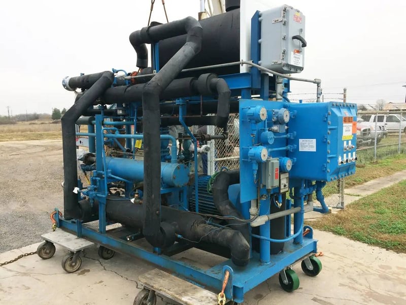 15 Ton, Mycom Nutemp, Water Cooled Indoor Chiller Skid, 75 HP ...