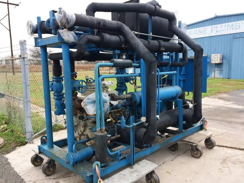 15 Ton, Mycom Nutemp, Water Cooled Indoor Chiller Skid, 75 HP ...