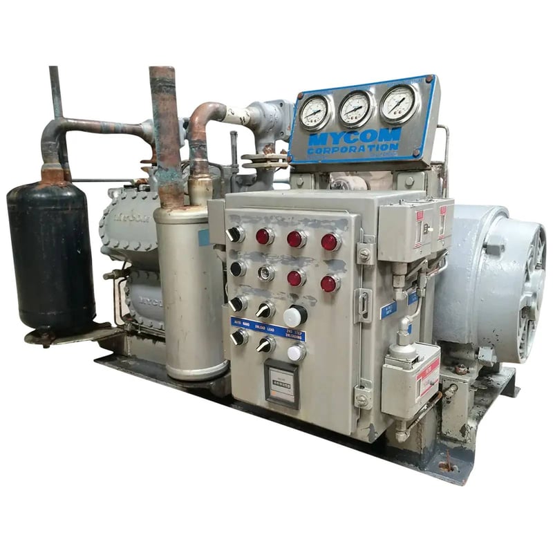25 HP Mycom F-6C-2, 6-Cylinder Reciprocating Compressor Package, Semi ...