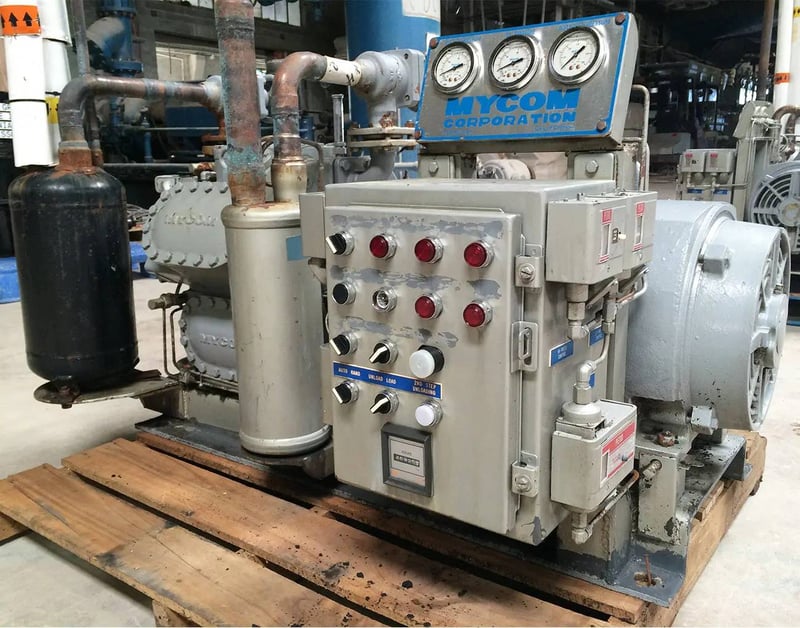 25 HP Mycom F-6C-2, 6-Cylinder Reciprocating Compressor Package, Semi ...