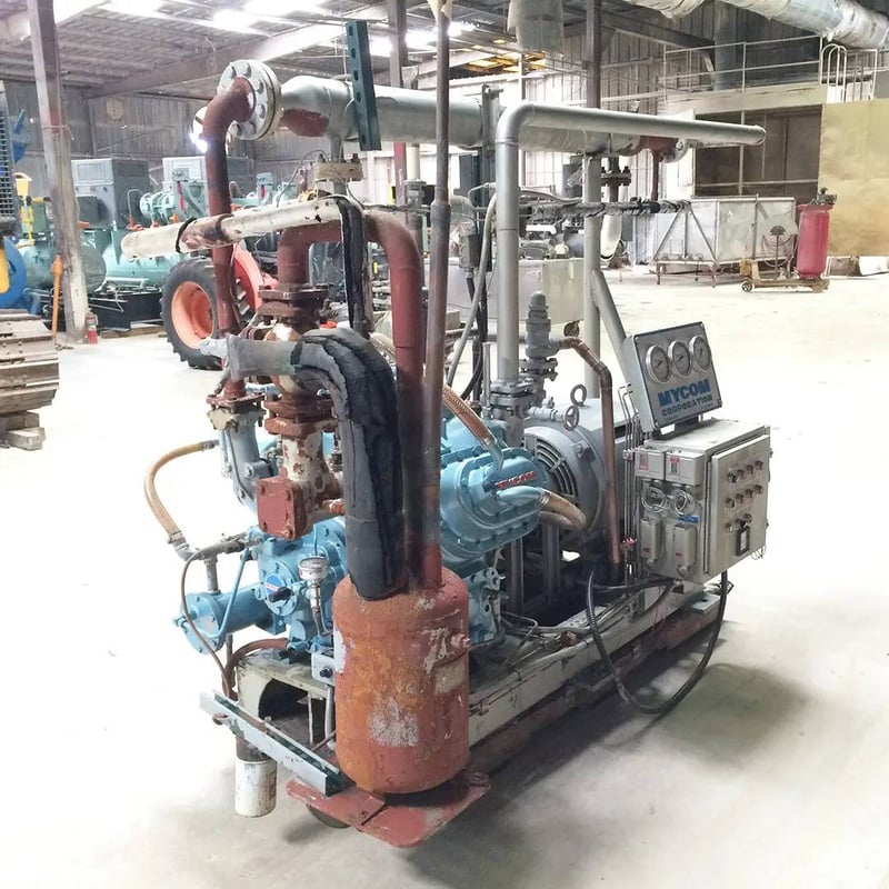 40 HP Mycom F42WA, 4-Cylinder Reciprocating Compressor Package, Semi ...