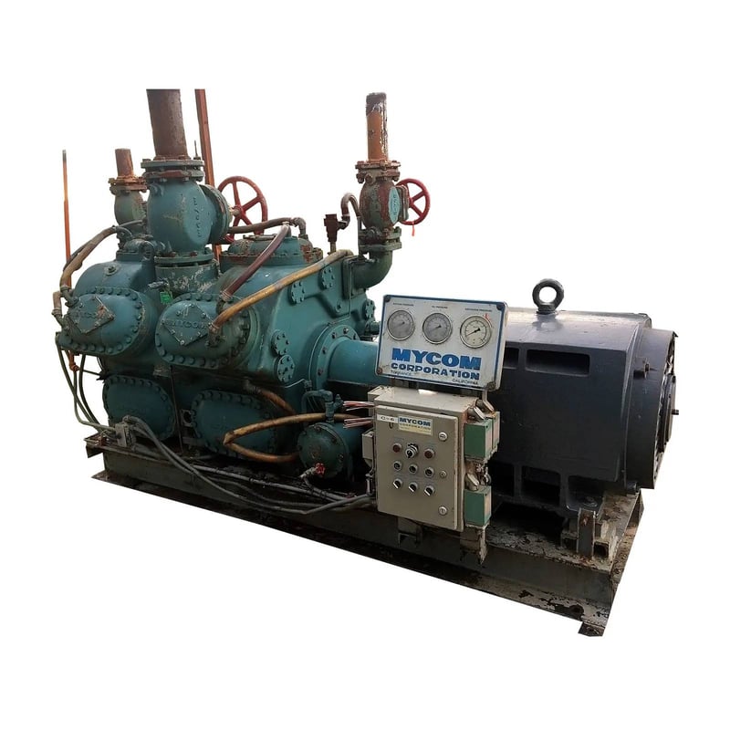 250 HP Mycom N12B, 12-Cylinder Reciprocating Compressor Package, Semi ...