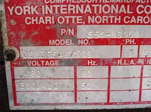 York JS83FS46/50S, Bare 6-Cylinder Reciprocating Compressor, Semi ...