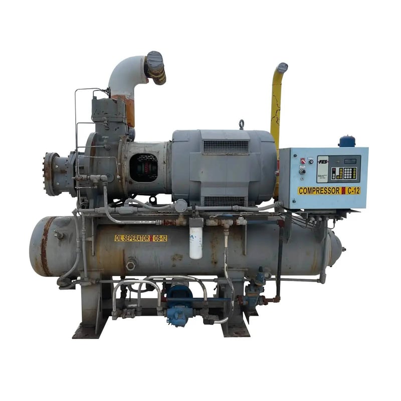 200 HP FES 16S, Rotary Screw Compressor Package, 440 V, 350 psig, 1997 ...