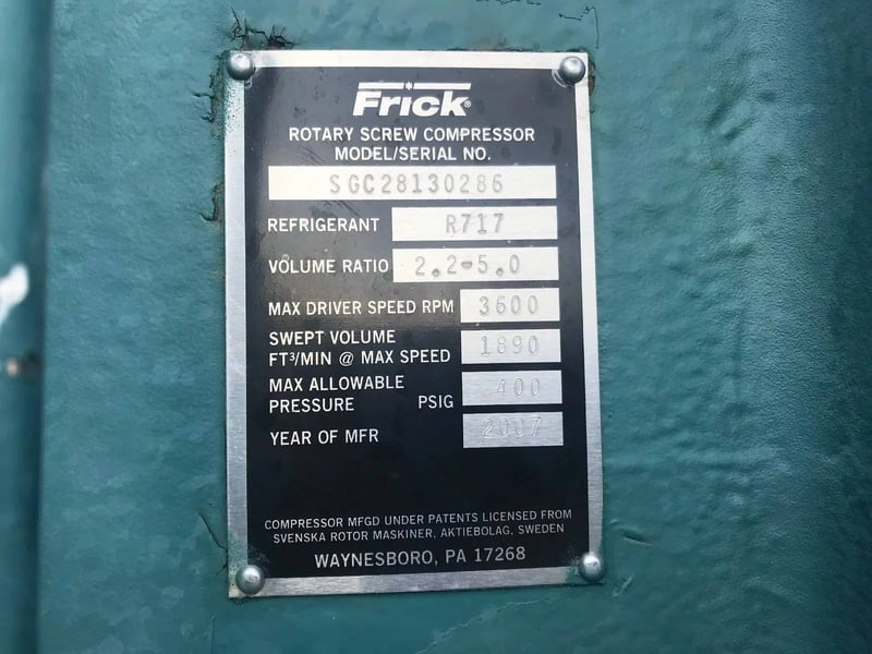 235 HP Frick RWF-II-316B, Rotary Screw Compressor Package, 460 V, 3600 ...