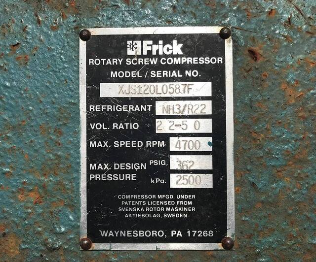 100 HP Frick RXB-39, Rotary Screw Compressor Package, 208-230/460 V ...