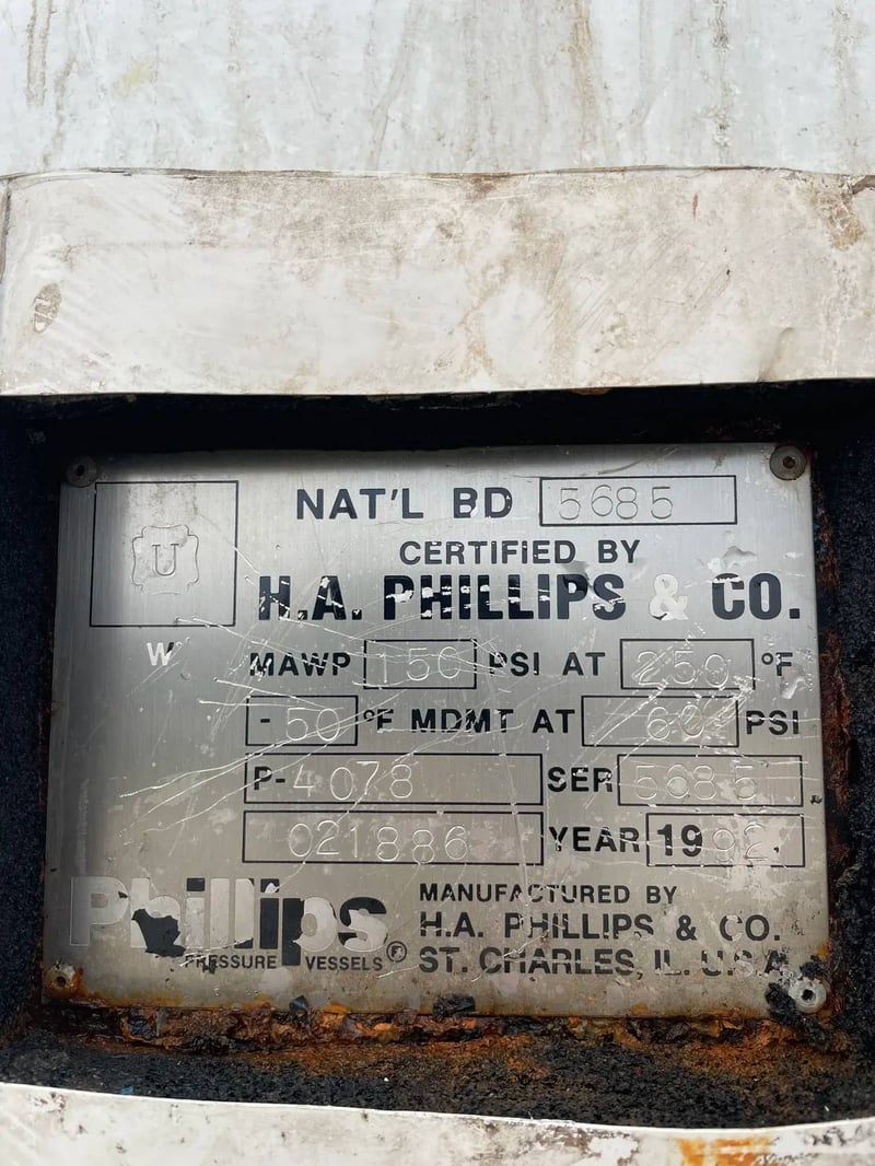 634 gallon H.A. Phillips & Co, Vertical Ammonia Receiver, 40" diameter ...