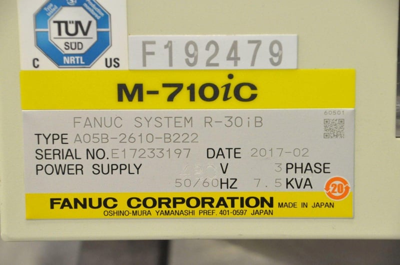 Fanuc, m- 710ic/50, 6-Axis robot, R-30iB Control, pendant, 50 kg payload, 2050mm reach, never ...