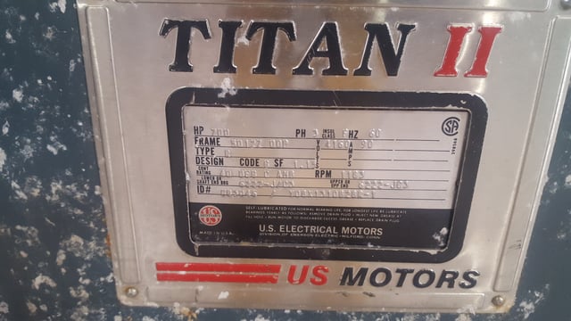 700 HP 1200 RPM U.S. Motors, Frame 5012Z, Drip-Proof Ball Bearing, 4160 ...