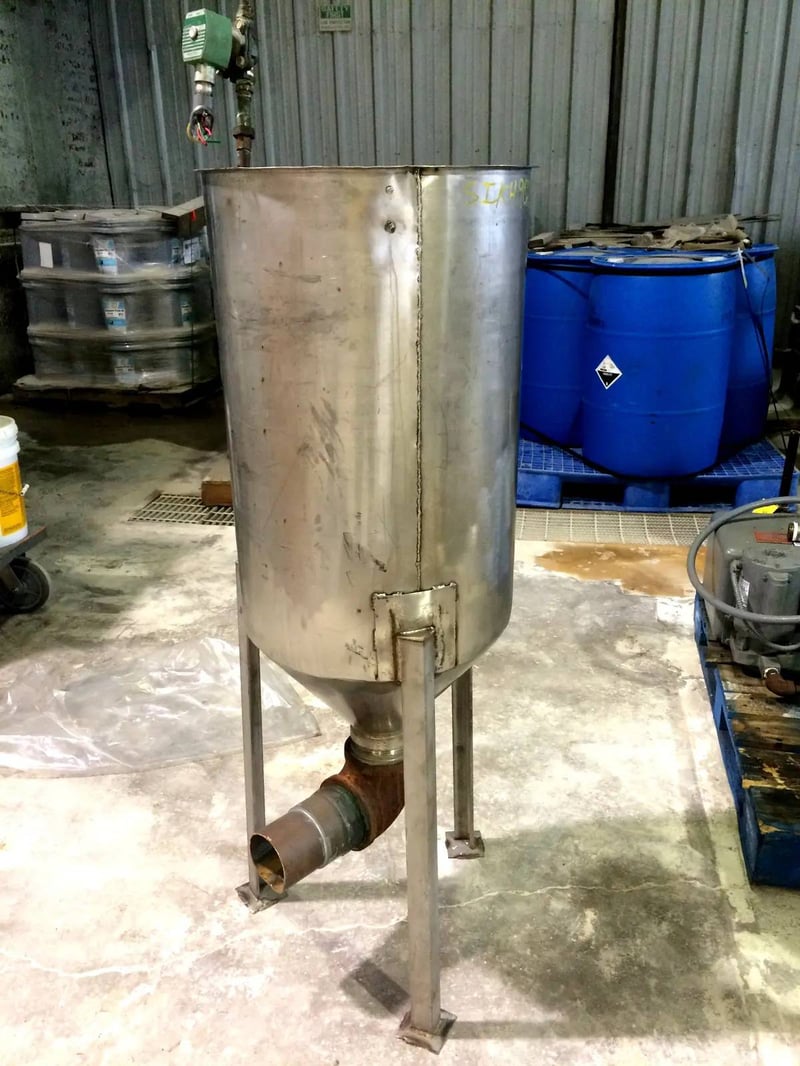 30 gallon Stainless Steel Cone Bottom Tank, 7.75" diameter x 28" H ...