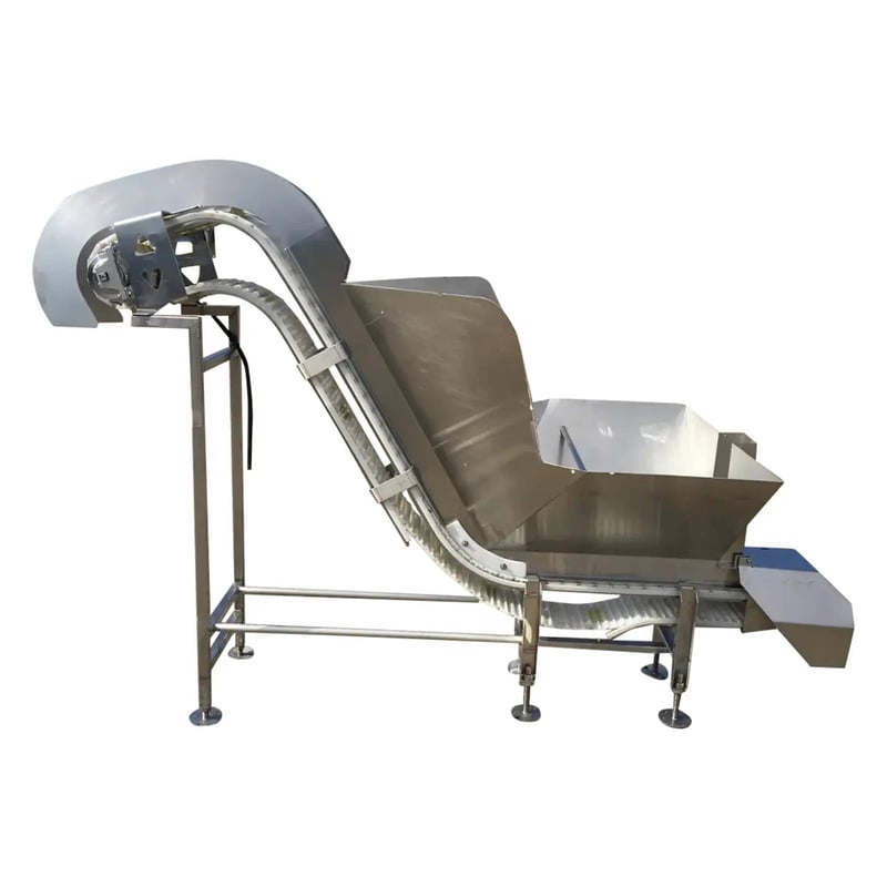 4" wide, Stainless Steel Elevator Conveyor, 0.75 HP, 36" infeed, 57 ...