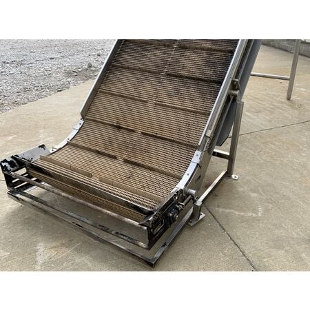 35" wide, Plastic Cleated Incline Belt Conveyor, 1 HP, 2" H side guide ...