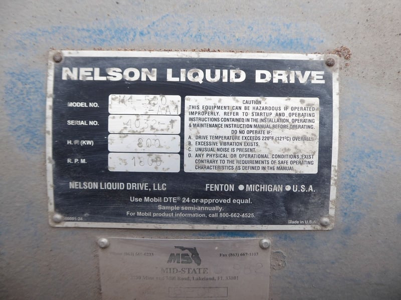 Nelson PM4-590-AA1, liquid drive power transmission, 800 HP, 1800 RPM ...