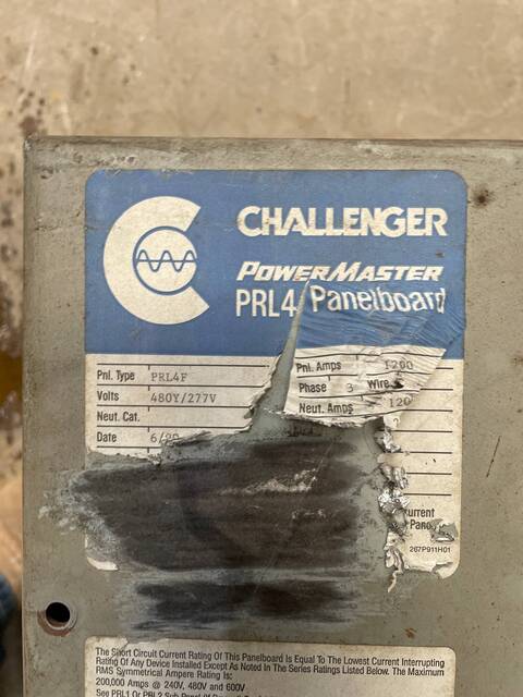 Challenger #PRL4F, Panel board, 480/277 V, 3 phase, 1200 amps For Sale ...