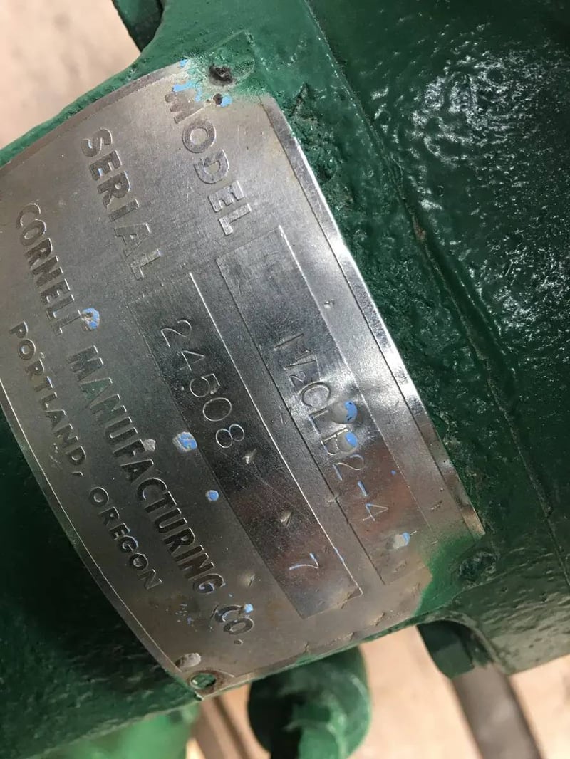 140 GPM Cornell #1.5 CLB2-4, Centrifugal Pump, 1.5 HP, 230/460 V, 1800/ ...