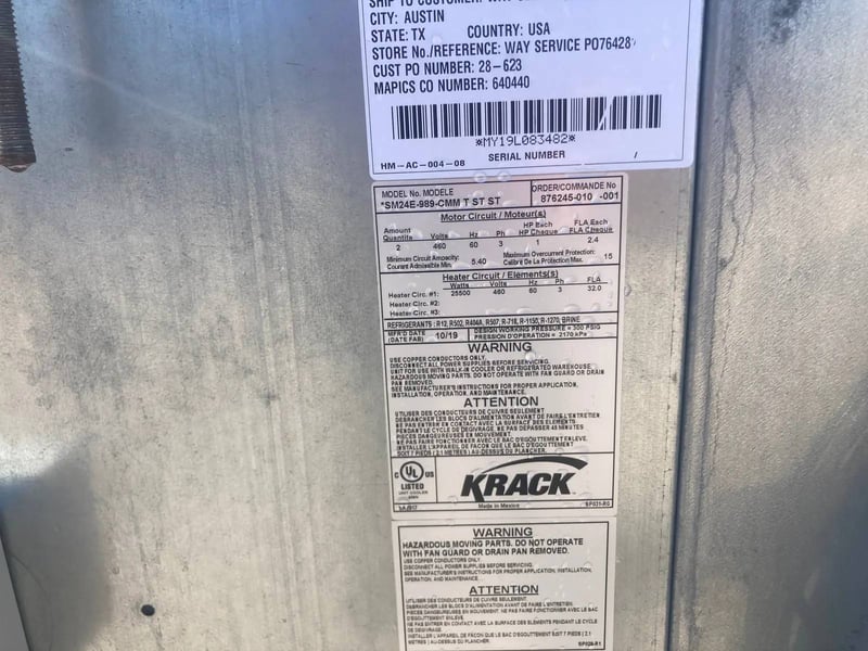 2 Fans, Krack #SM24E-989-CMM-T-ST-ST, Freon Evaporator Coil - 12 TR, 2 ...