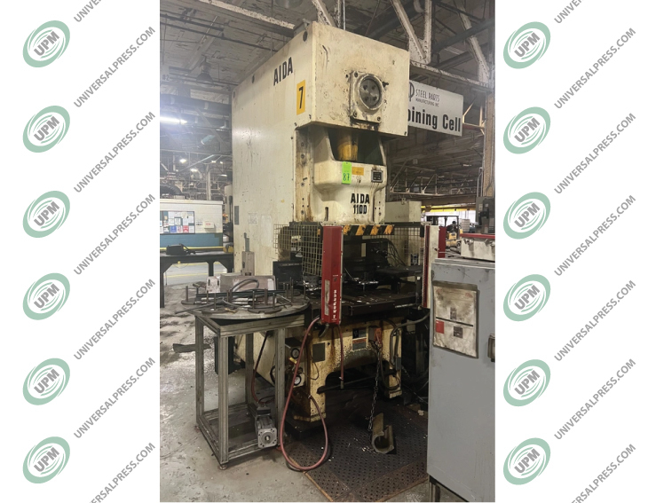121 Ton, Aida #NCA-1100(2), single crank gap frame press, 7.09" stroke ...