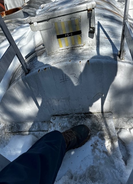 4000 gallon Above ground storage tank w/ stairs, 24' L x 5' 4" W x 5' 4 ...