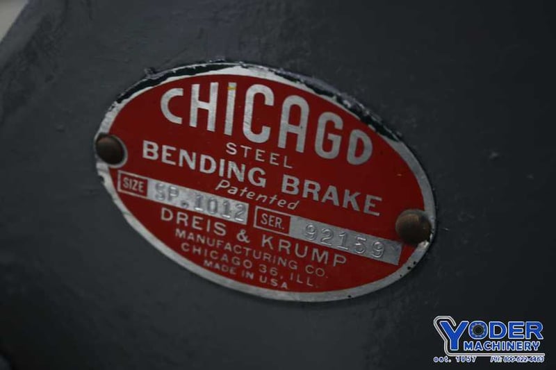 14 gauge x 10' Dreis & Krump #SP.1012, apron brake, 34" passline ...