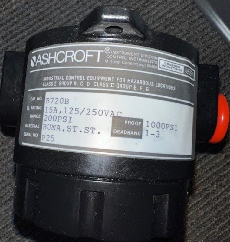 Ashcroft #B720B, pressure switch, for Sale | Surplus Record