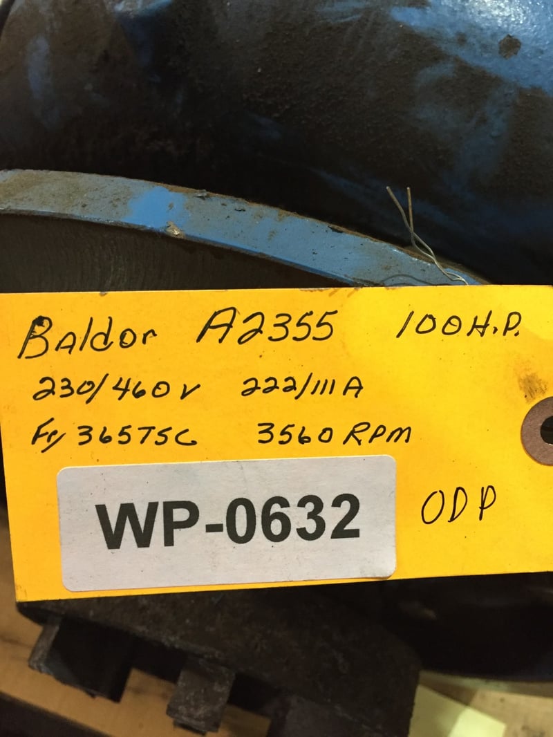 100 HP 3565 RPM Baldor, Frame 365TSC, WP632, 230/460 Volts for Sale ...