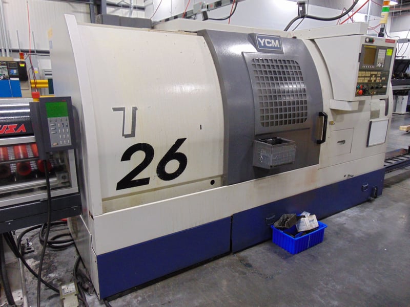 YCM #TC-26, CNC lathe, 19.6" swing, 10" chuck, 3-jaw, 3" bar, 27.5 ...